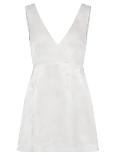 OMNES Floral-jacquard Satin Mini Dress With Bow - Ivory