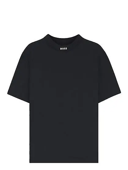 BOSS Branded-print Short-sleeved Stretch-cotton T-shirt - Dark Blue
