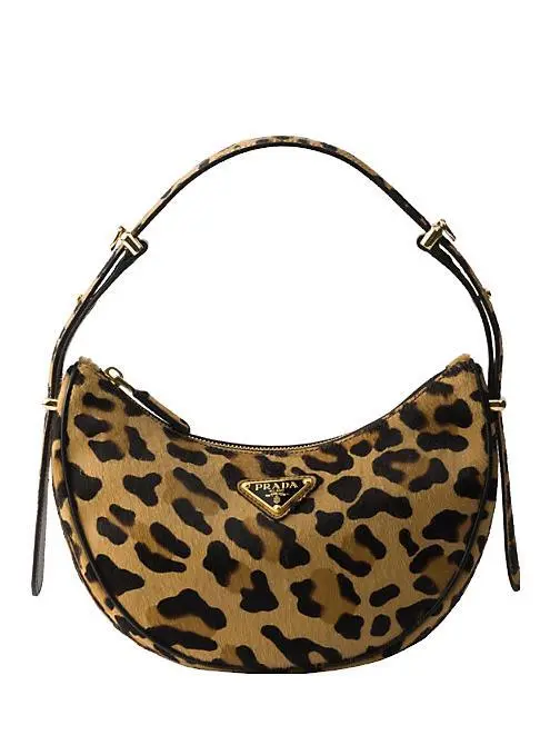 Prada Arqué Printed Leather Mini Shoulder Bag - Neutral