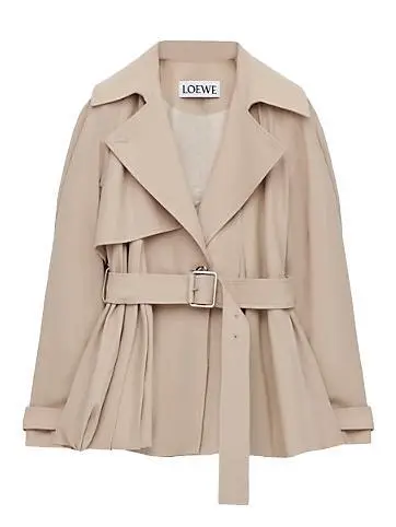 Loewe Notched-lapel Belted Cotton Jacket - Beige
