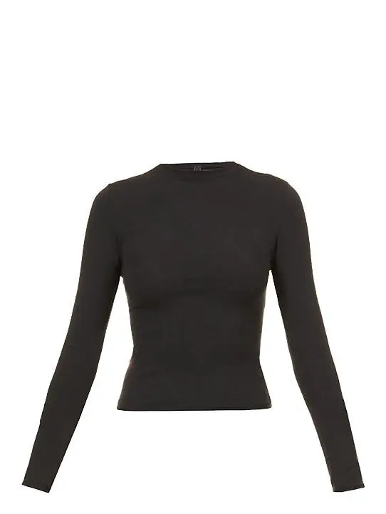 SKIMS Round-neck Long-sleeve Top - Soot