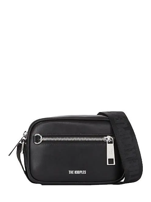The Kooples Branded-strap Leather Cross-body Bag - Black