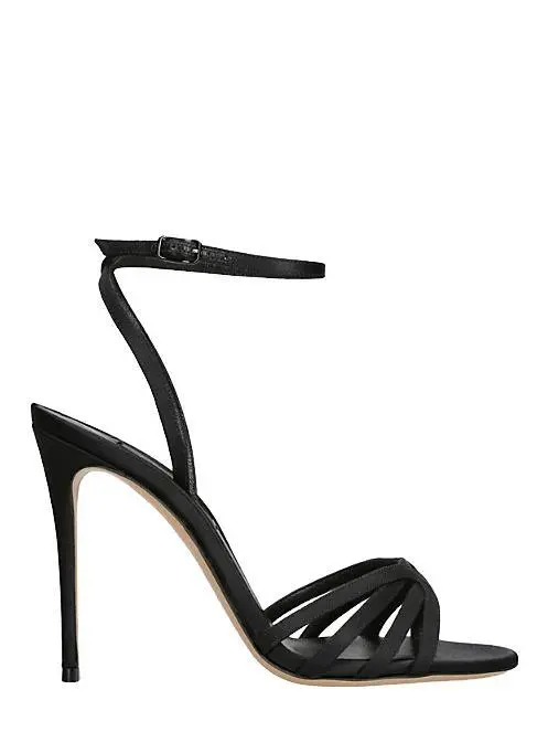 Casadei Julia 100 Satin Heeled Sandals - Black