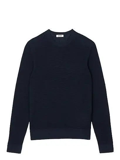 Sandro Textured Crewneck Cotton Knitted Jumper - Bleus
