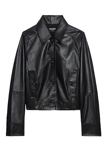 Zadig&Voltaire Regular-fit Leather Jacket With Flap-pockets - Black