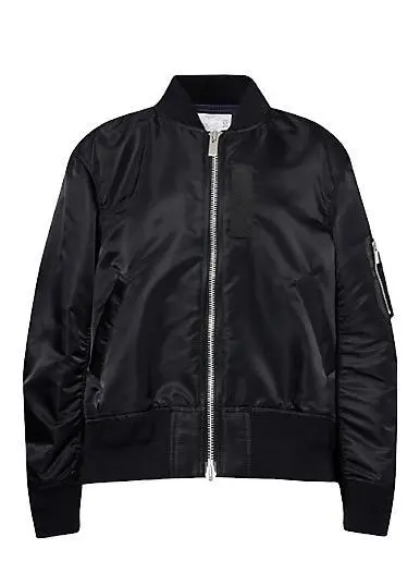 Sacai Relaxed-fit Ruched-sleeves Shell Jacket - Black