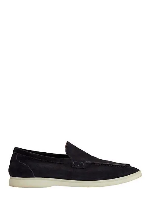 REISS Suede Slip-on Loafers - Navy
