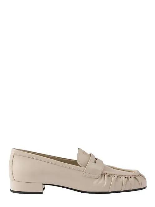 Prada Brand-foiled Leather Loafers - Neutral