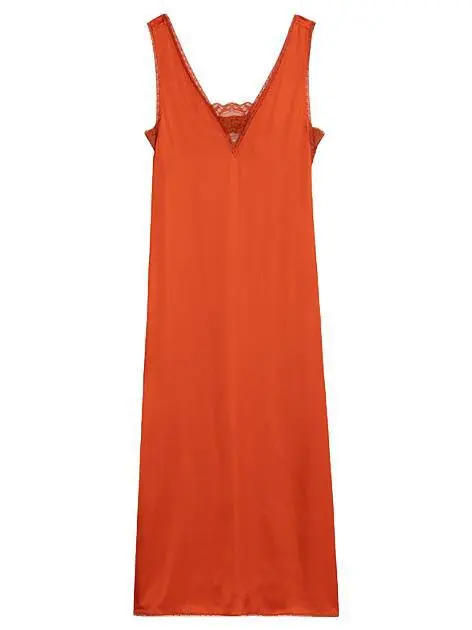 Zadig&Voltaire Renzo V-neck Satin Maxi Dress - Spice