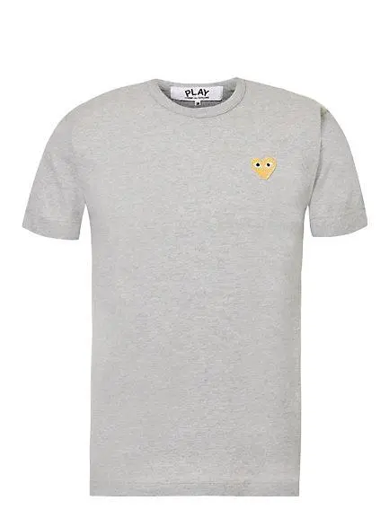 Play Comme Des Garcon Logo-embroidery Cotton-jersey T-shirt - Grey