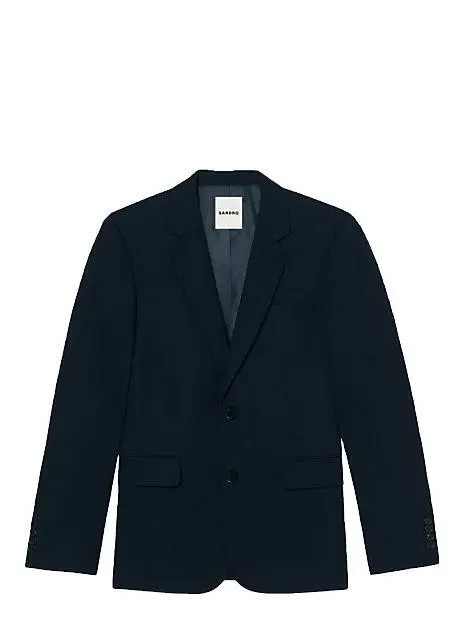 Sandro Single-breasted Wool Blazer - Bleus