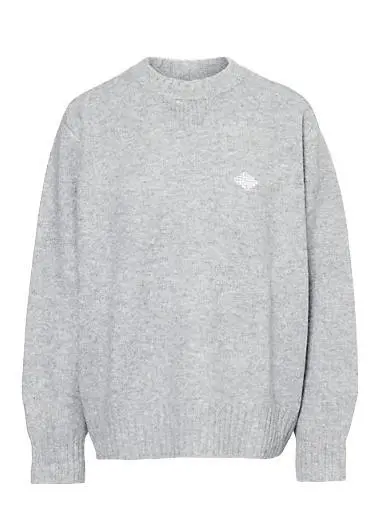 THE COUTURE CLUB Relaxed-fit Knit Jumper With Embroidered Branding - Greymarl