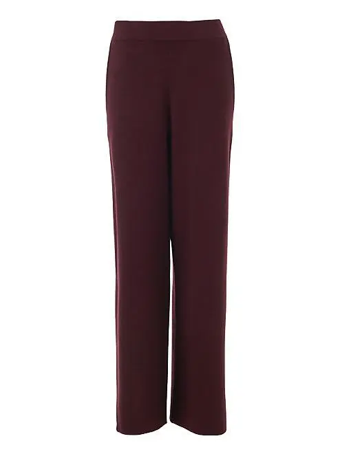 LEEM Wide-leg High-rise Knitted Trousers - Red