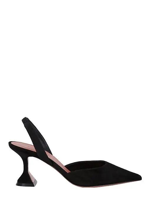 Amina Muaddi Holli 70 Suede Slingback Heels - Black