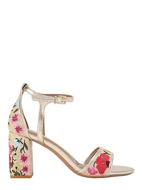 Kurt Geiger Faryn Woven Heeled Sandals - Beige Comb