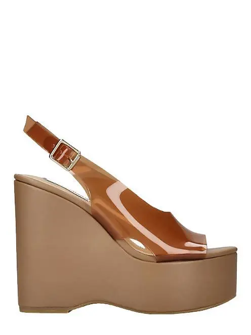 Steve Madden Scorcher Vinyl Wedge Sandals - Tan