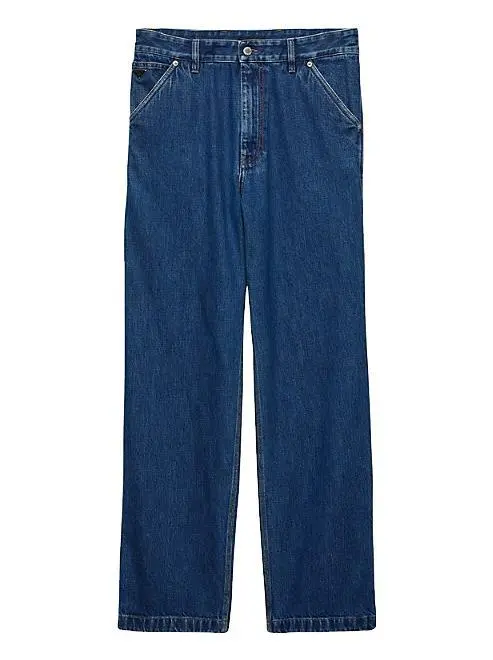 Prada Triangle-logo Light Denim Cargo Jeans - Blue