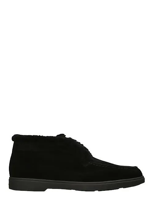 Santoni Fortune Suede Ankle Boots - Black