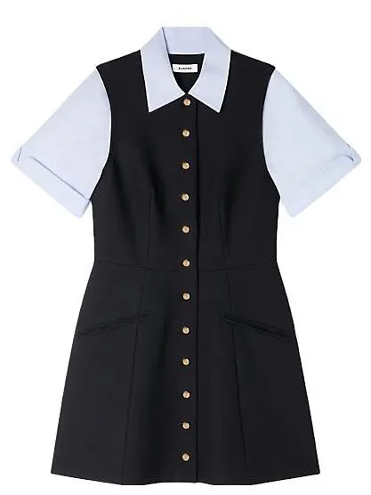 Sandro Two-in-one Stretch-woven Mini Dress - Black