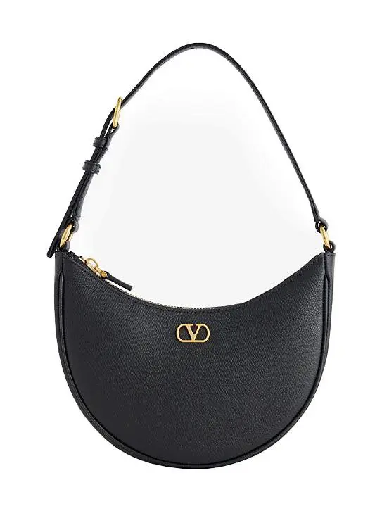 Valentino Garavani Vlogo Signature Mini Leather Hobo Bag - Nero