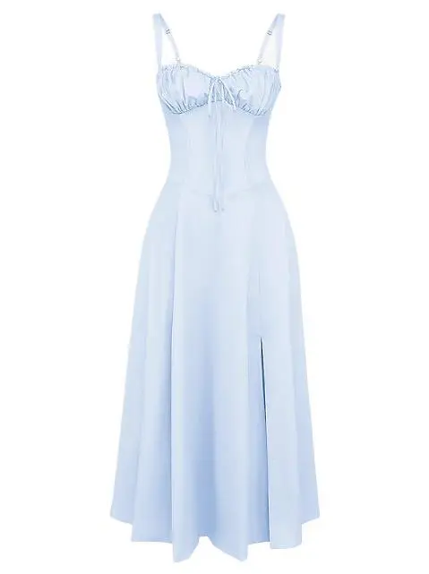 House Of Cb Carmen Sleeveless Cotton-blend Midi Dress - Soft Blue