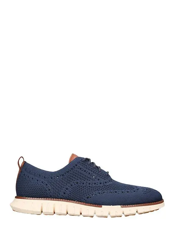 Cole Haan Zerøgrand Wingtip Stitchlite Knitted Oxford Shoes - Navy