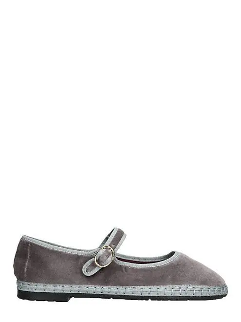 FLABELUS Sampson Velvet Ballet Flats - Grey