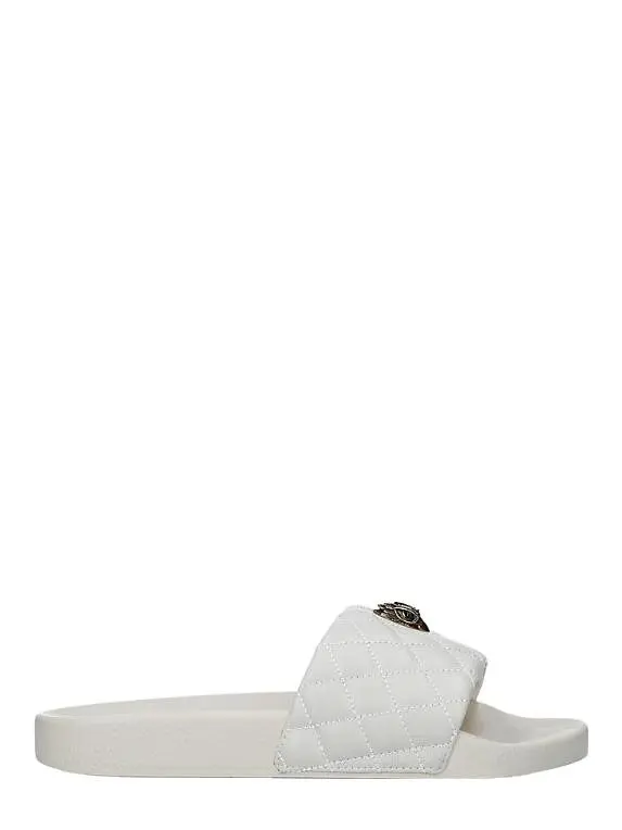 Kurt Geiger Meena Eagle Embellished Quilted Sliders - Bone