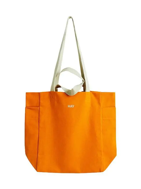 HAY Logo-print Cotton Tote Bag - Mango