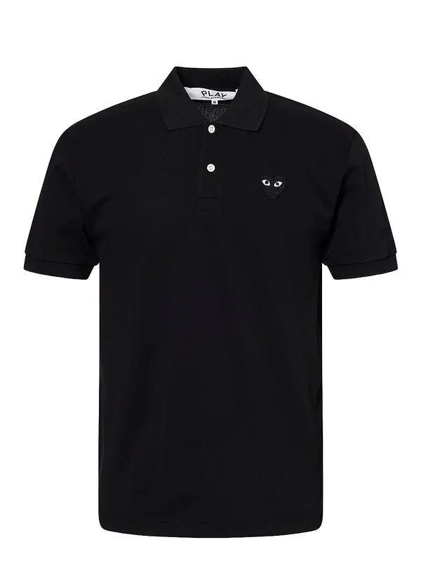 Play Comme Des Garcon Logo-patch Short-sleeve Cotton Polo Shirt - Black