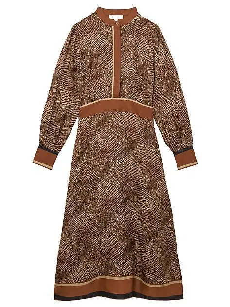 REISS Leia Animal-print Woven Midi Dress - Neutral