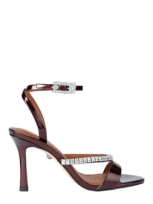 Kurt Geiger Crystal-embellished Patent-leather Heeled Sandals - Wine