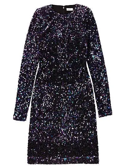 RO&ZO Evie Cluster Sequin Long Sleeve Mini Dress - Blue