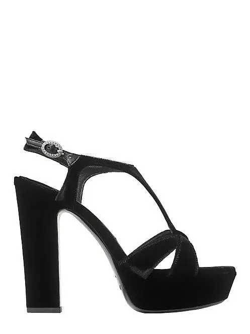 JIMMY CHOO Kesia 120 Velvet Platform Sandals - Black