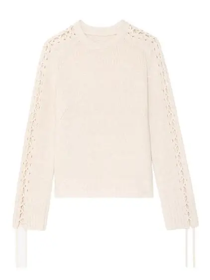 Zadig&Voltaire Malty Lace-sleeve Wool And Cashmere-blend Jumper - Ecru