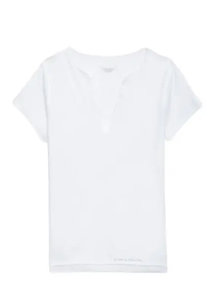 Zadig&Voltaire Regular-fit Button-neck Cotton T-shirt - Blanc