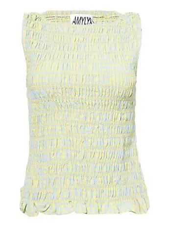 AMY LYNN Shirred Cotton-poplin Top - Multi