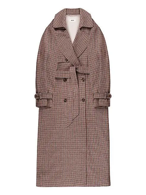 RO&ZO Houndstooth Wool-blend Trench Coat - Multi
