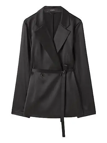 JOSEPH Joubert Belted Double-breasted Silk Blazer - Black