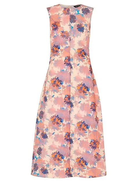 Whistles Floral-print Textured Stretch-cotton Midi Dress - Multi-coloured