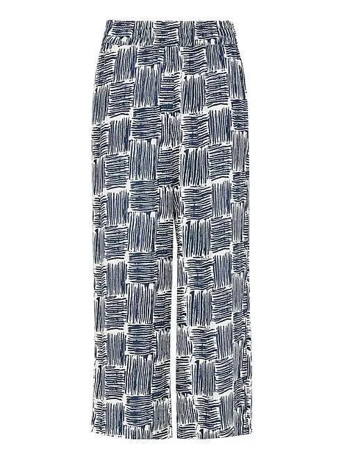 Whistles Abstract-print Cropped Trousers - Blue
