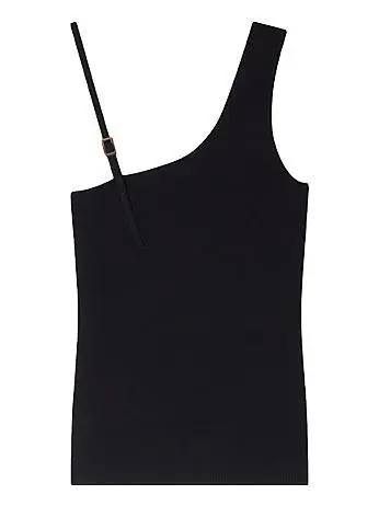 Sandro Asymmetric Stretch-knit Jumper - Black