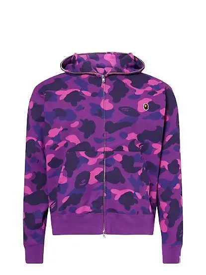 A BATHING APE Camouflage-print Cotton Hoodie - Purple