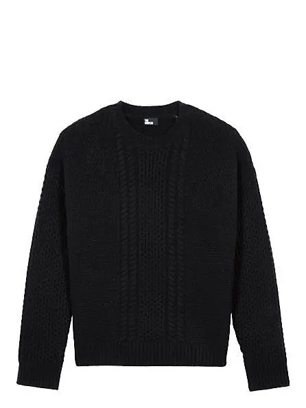 The Kooples Textured Round-neck Stretch-wool Jumper - Black