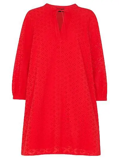 Whistles Broderie V-neck Mini Dress - Red