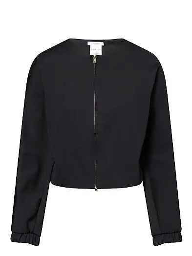 Max Mara Collarless Stretch-woven Jacket - Black
