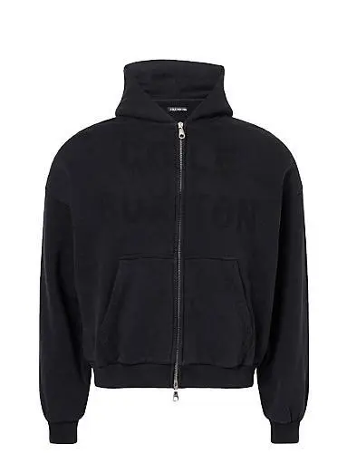 COLE BUXTON Applique Faded-print Cotton-jersey Hoodie - Vintage Black