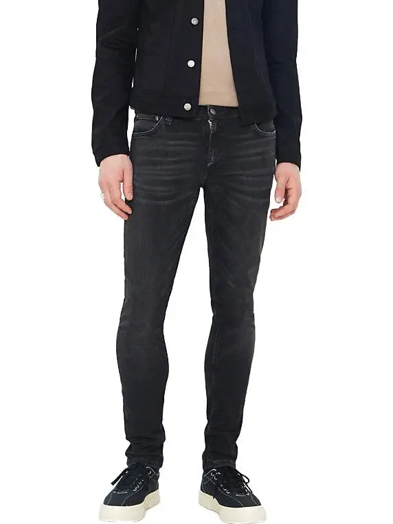 Nudie Jeans Skinny Lin Faded Slim Jeans - Worn Black