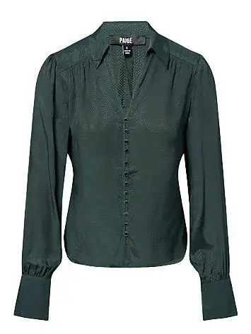 Paige Camu Woven Shirt - Deep Emerald