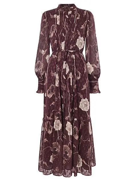 Whistles Floral-print Tie-waist Woven Midi Dress - Multi-coloured